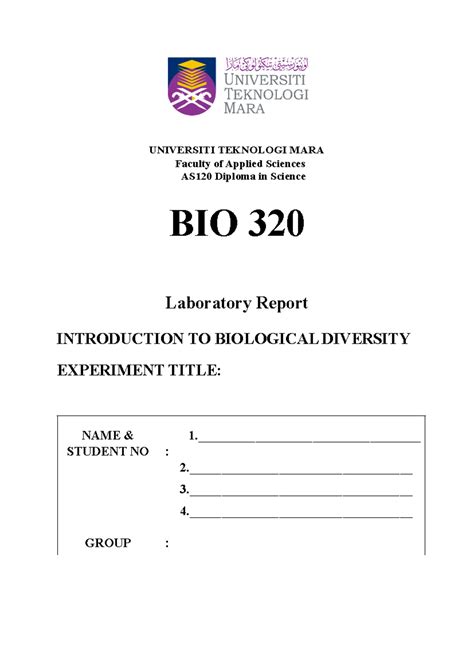 Format Of Lab Report Jgvjhgk UNIVERSITI TEKNOLOGI MARA Faculty Of Applied Sciences AS120