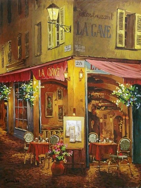 Viktor Shvaiko Dinner At La Cave Art Painting Gallery Cottage Art