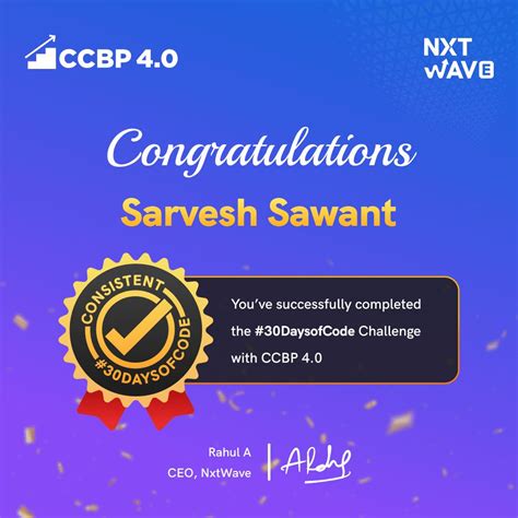 Sarvesh Sawant On Linkedin 30daysofcodechallenge Nxtwave Ccbp