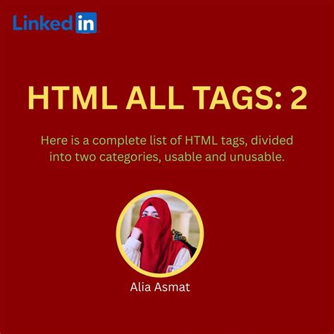 Html Tags For Web Development Alia Asmat Posted On The Topic Linkedin