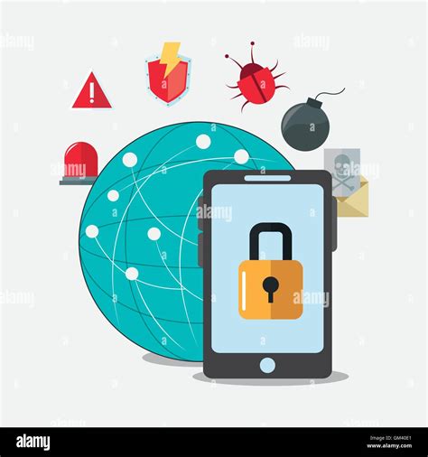 Padlock Smartphone Cyber Security System Design Stock Vector Image And Art Alamy