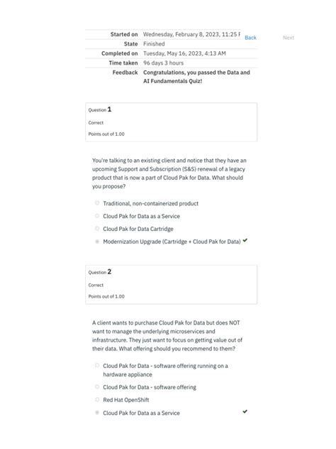 Data And Ai Fundamentals Level 1 Quiz Attempt Review Pdf