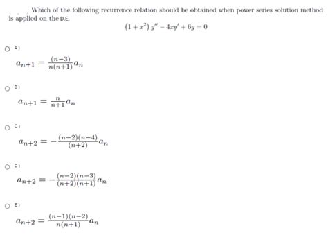 solved which of the following recurrence relation should be
