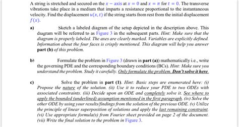Solved A String Is Stretched And Secured On The X Axis At Chegg