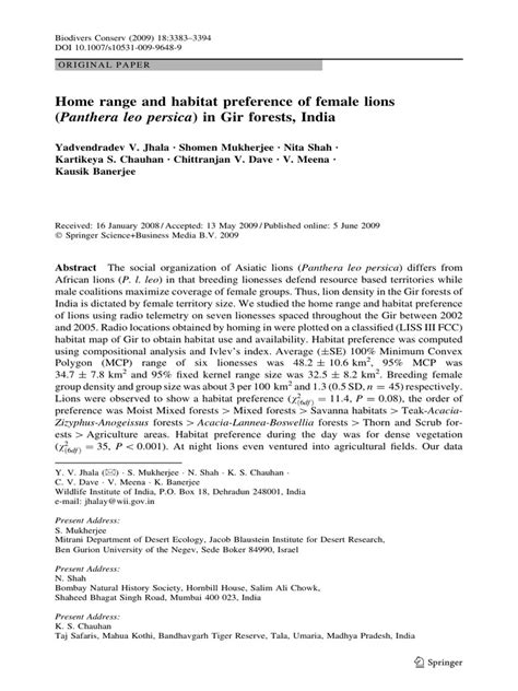 Home Range And Habitat Preference Of Fem Pdf