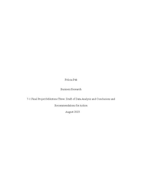 7 1 Final Project Milestone Three Draft Of Data Analysis And Conclusions And Recommendations For