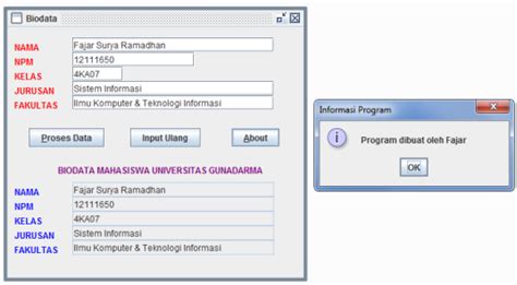 membuat program java gui sederhana menampilkan biodata fajarbuzz s blog