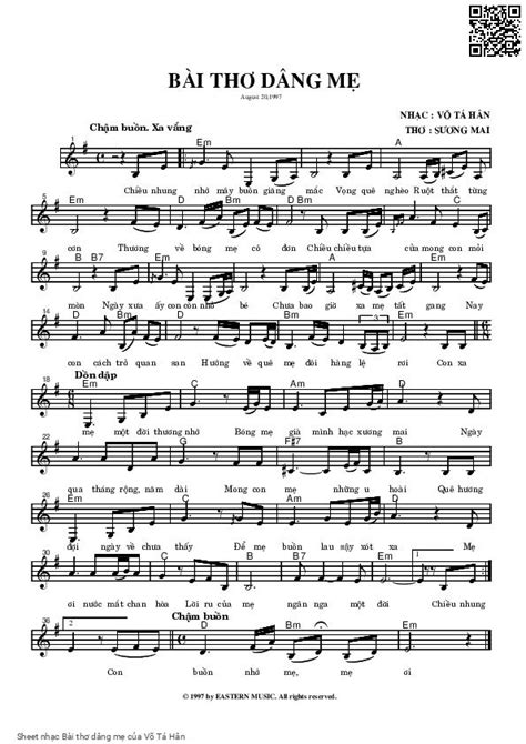 [sheet] Bài Thơ Dâng Mẹ Pdf Lời And Hợp âm Nốt Nhạc