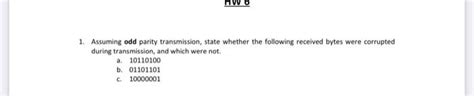 Solved Assuming Odd Parity Transmission State Whether Chegg Com