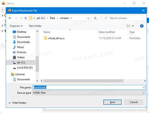 Import And Export Bookmarks To HTML File In Firefox