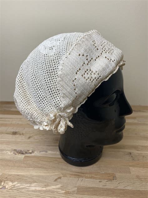 Antique Vintage Nightcap Edwardian Victorian Crochet … Gem