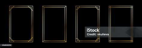 얇은 황금 프레임 세트 아르 데코 스타일의 골드 사각형 테두리 컬렉션 얇은 선형 빛나는 직사각형 모양 다발 사진 간부 포스터 카드를 위한 황동 빛나는 빛나는 보더 요소 팩
