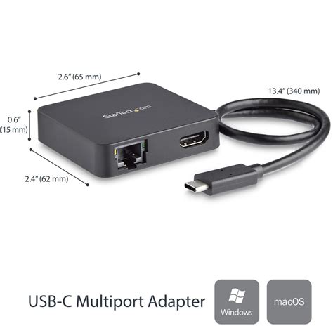 StarTech Com USB C Multiport Adapter For Laptops 4K HDMI GbE USB C USB A For Notebook