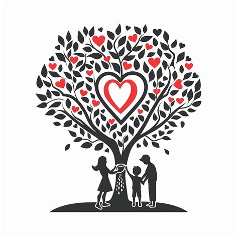 Premium Vector A Heart Shaped Tree With A Couple And A Heart That Says Quot Love Quot