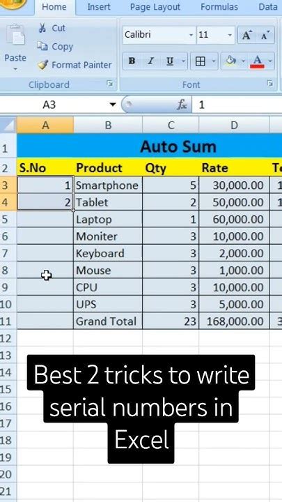 best 2 tricks to write serial numbers in excel excel exceltips exceltricks msexcel computer