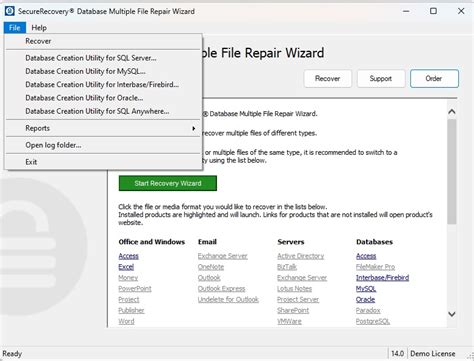 SecureRecovery Database File Repair Suite