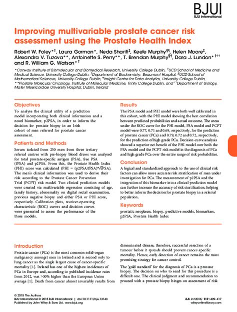 Pdf Improving Multivariable Prostate Cancer Risk Assessment Using The Prostate Health Index