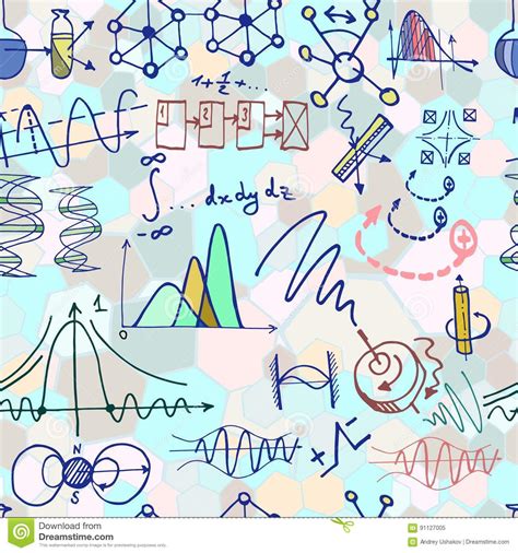 Nanoscience And Physics Seamless Pattern With Sketch Elements Stock Illustration Illustration