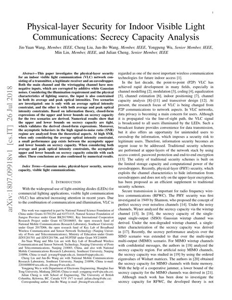 Pdf Physical Layer Security For Indoor Visible Light Communications Secrecy Capacity Analysis