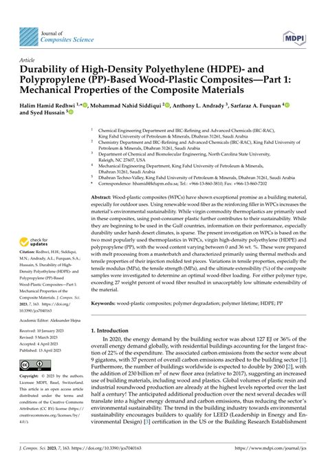 Pdf Durability Of High Density Polyethylene Hdpe And Polypropylene