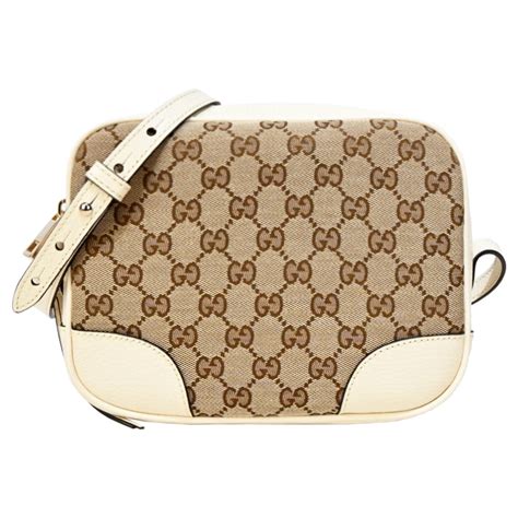 Gucci Gg 經典織布緹花皮革飾邊方形斜背包卡其x米白 斜背包鍊帶包 Yahoo奇摩購物中心