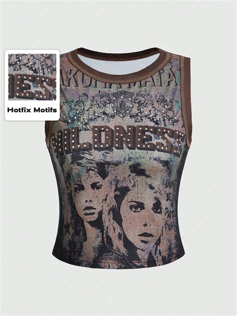 여성용 빈티지 캐릭터 프린트 탱크 탑 Wildness 학교 In 2025 Print Tank Clothes For