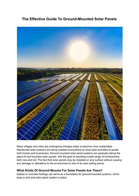 PPT The Effective Guide To Ground Mounted Solar Panels PowerPoint Presentation ID