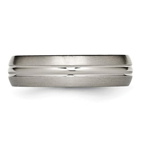 Exclusive 6mm Brushed Titanium Grooved Chisel Band Stylish And Affordable