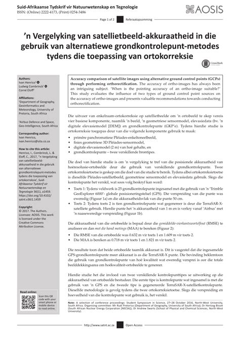 Pdf Accuracy Comparison Of Satellite Images Using Alternative Ground Control Points Gcps