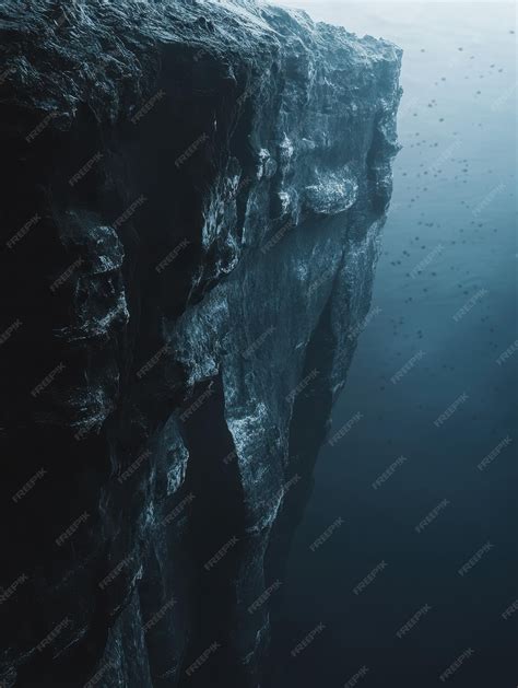 Underwater Cliff Dropoff Disappearing Into Darkness Premium Ai