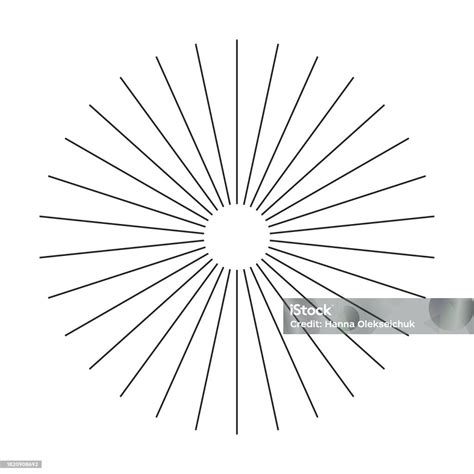 방사형 원 선 추상적인 환상 기하학적 모양 원형 선 요소 태양 별 광선의 상징 평면 디자인 아이콘입니다 방사형 줄무늬가 있는 스포크 벡터 그래픽 템플릿입니다 렌즈 플레어에
