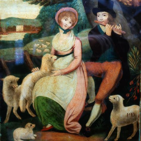 19th C Glass Picture The Lass Of Richmond Hill