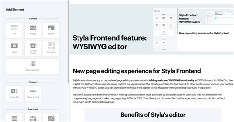 Styla Frontend Feature No Code Wysiwyg Editor