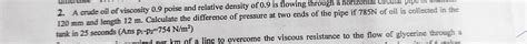 A Crude Oil Of Viscosity 0 9 ﻿poise And Relative