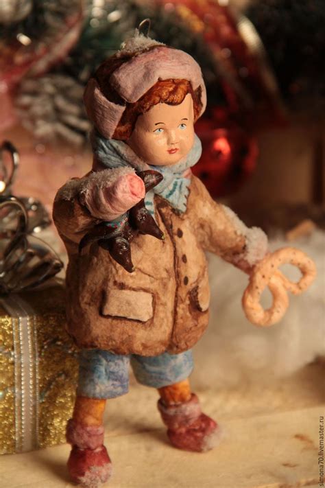 Купить Бронь для Ирины Ватная игрушка Мальчик с лошадкой ватная елочная игрушка винтажный