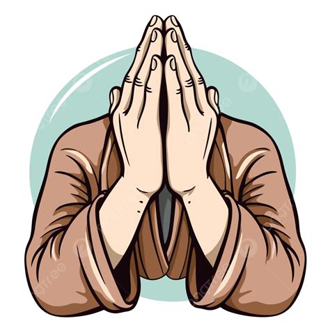 Free Praying Hands Clipart Cartoon Character Standing In A Circle Of