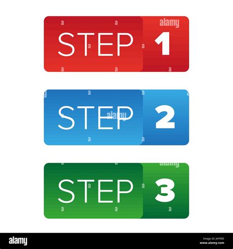 Step One Two Three Button Stock Vector Image And Art Alamy