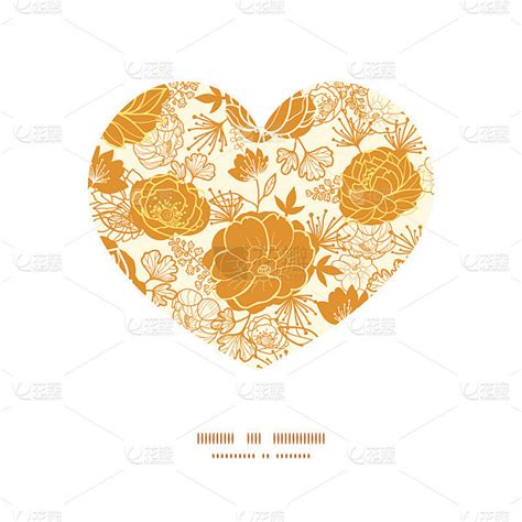 向量金艺术花心剪影图案框架