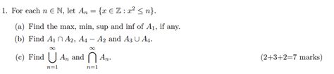 Solved 1 For Each N E N Let An X Z X Chegg Com