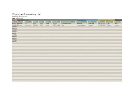 Asset List Template RedlineSP