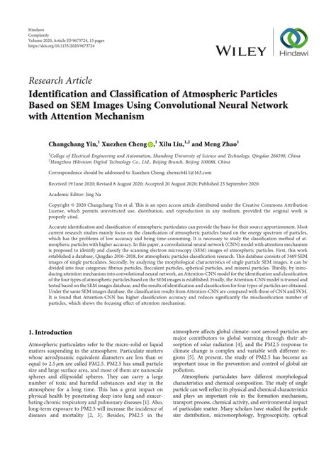Pdf Identification And Classification Of Atmospheric Particles Based