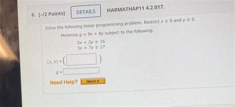 Solved Solve The Following Linear Programming Problem