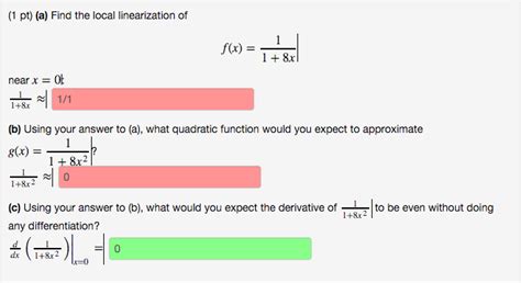 Solved Find The Local Linearization Of Fx 11 8x