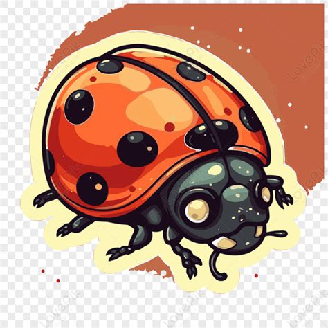 갈색 배경에 만화 무당벌레 벡터 삽화 상표 폰트 Png 일러스트 무료 다운로드 Lovepik