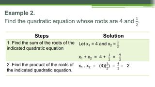 Writing Quadratic Equation PPTX