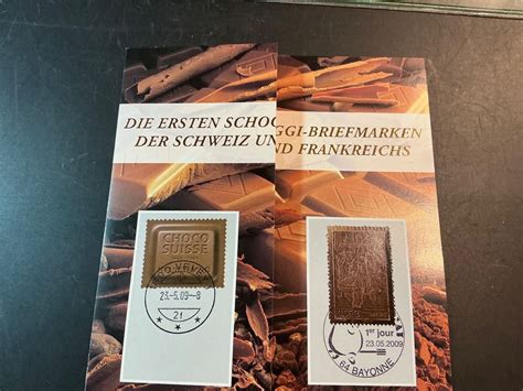 Sammelfolder Erste Schoggi Briefmarke Schweiz Und Frankreich Gebraucht