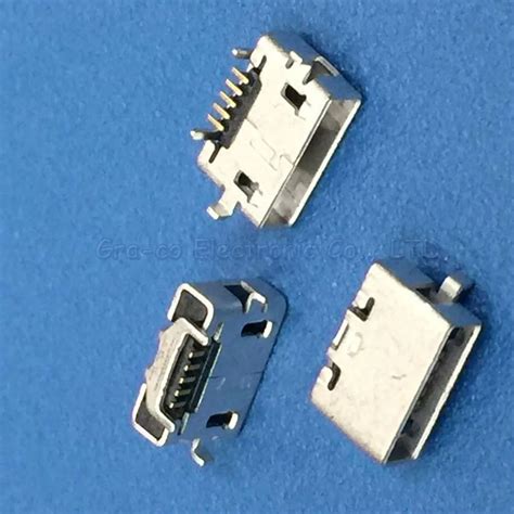 100pcs Lot Micro 5P USB JACK AB Type Square Port With Horn USB Female Socket Tablet PC Phone