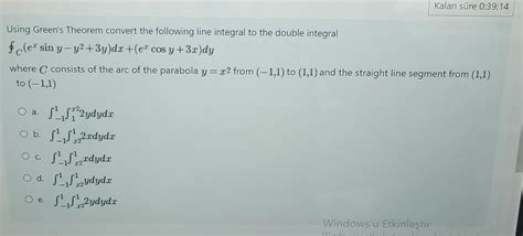 solved using green s theorem convert the following line