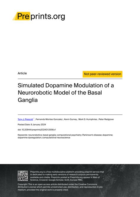 Pdf Simulated Dopamine Modulation Of A Neurorobotic Model Of The