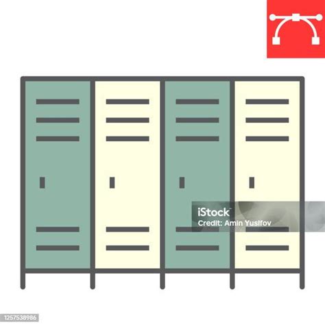 학교 사물함 색상 라인 아이콘 학교 및 교육 사물함 사인 벡터 그래픽 편집 스트로크 다채로운 선형 아이콘 Eps 10 강철에 대한 스톡 벡터 아트 및 기타 이미지 Istock